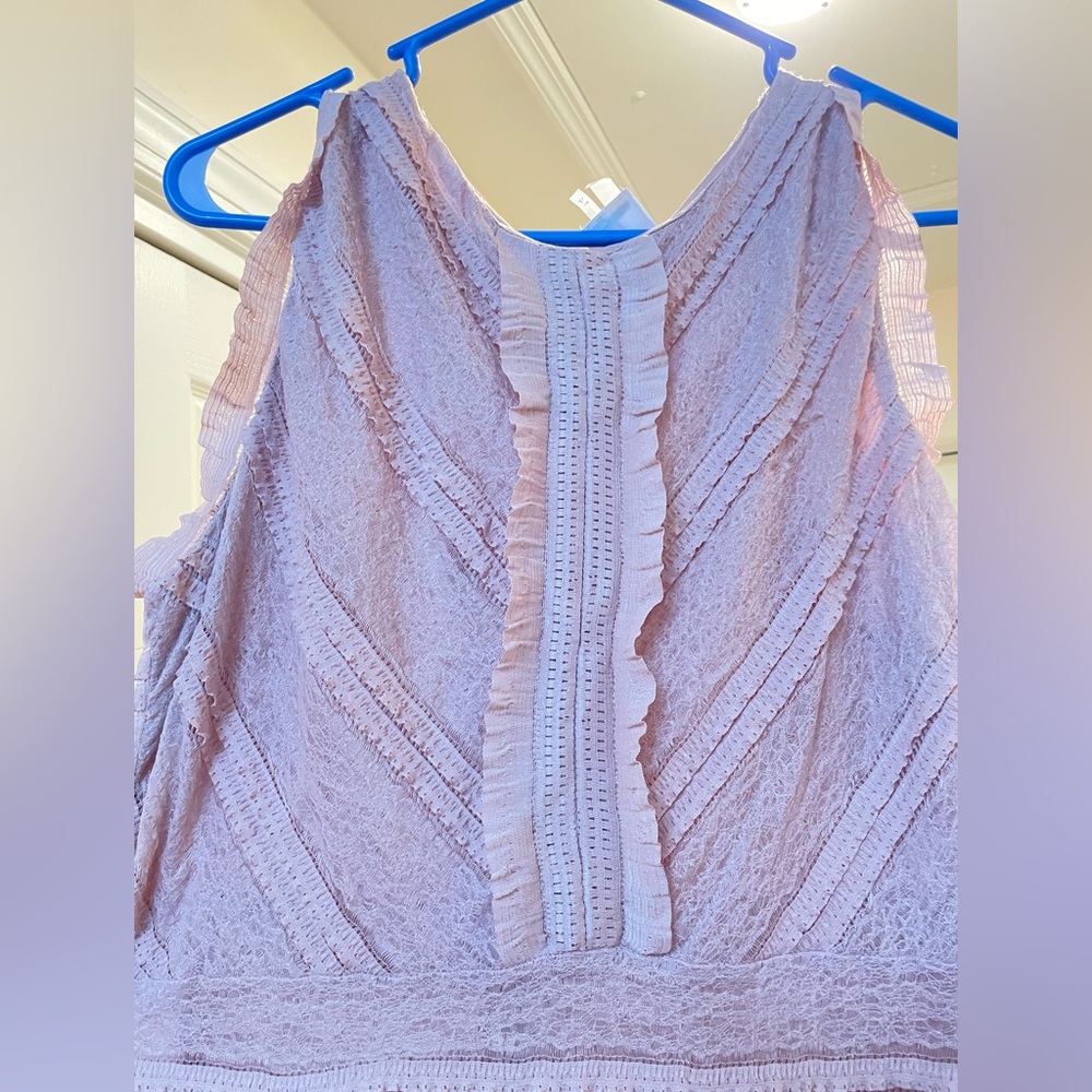 Julia Jordan Dusty Pink Lace Ruffle Gold Shimmer Knit… - Gem